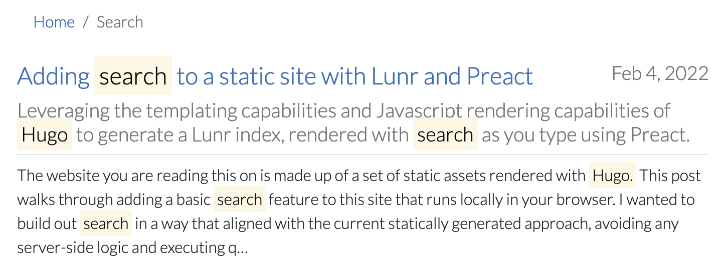 Aaron Taylor - Adding search to a static site with Lunr and Preact